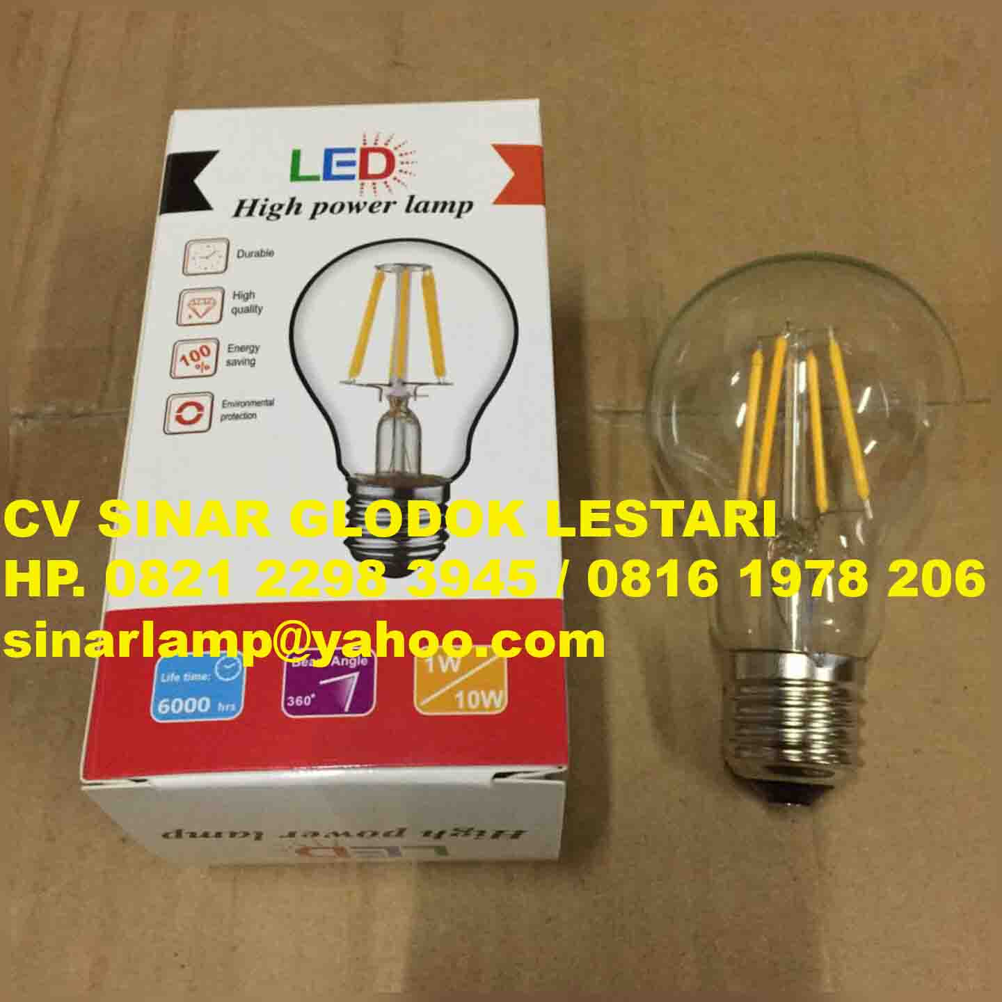 Lampu LED Edison 4 watt A60 Clear Glass