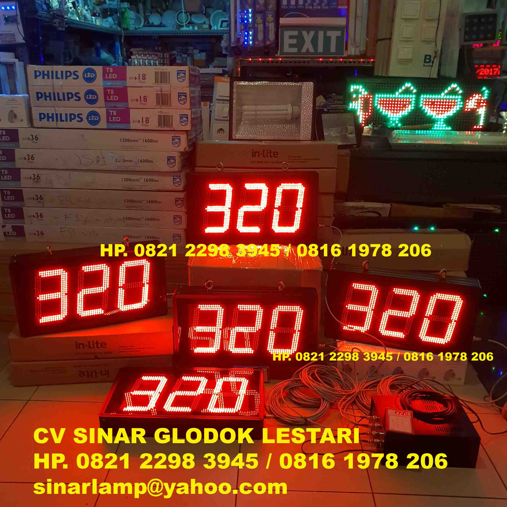 Lampu Display Gereja 5 Box Hitam 3 Digit merah 8 inch