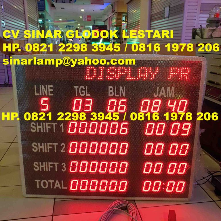 Lampu Display Produksi 3 Shift Production Display Board