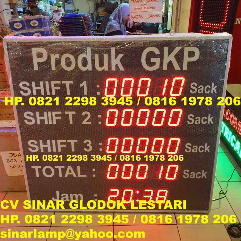 Lampu Display Produksi SHIP1 SHIFT2 SHIFT 3