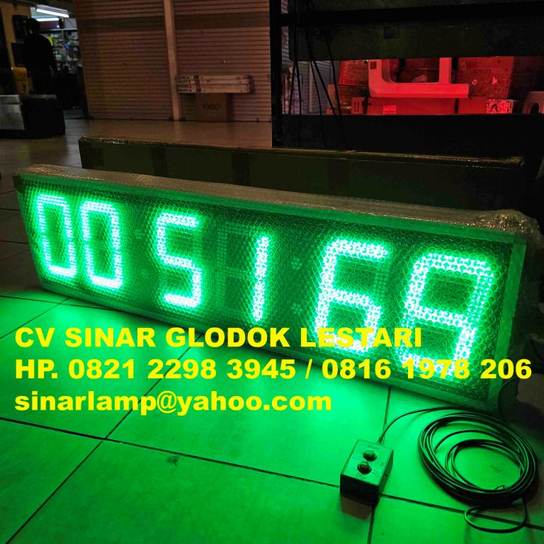 Lampu Display LED Stopwatch Digital Hijau Menit Detik Second Seperseratus