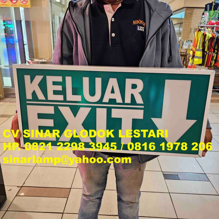 Box Lampu Emergency EXIT Besar Ukuran 65cm x 30cm x 8cm