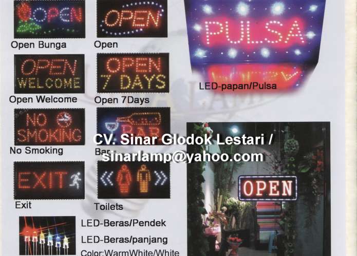 Lampu Display Digital : Lampu LED SIGN atau Lampu papan BAR